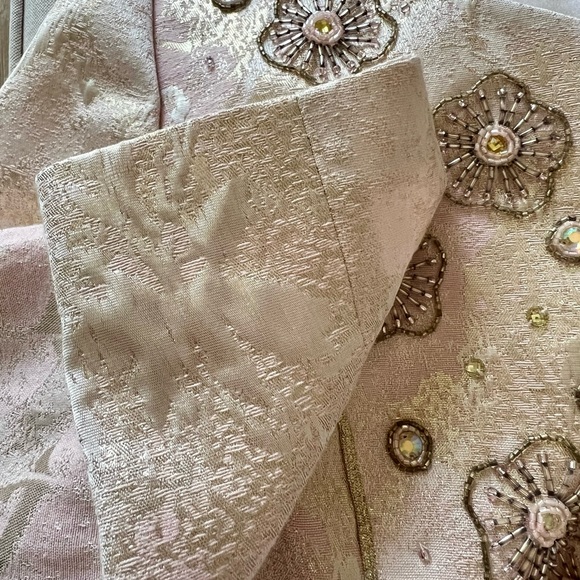 Jackets & Coats | Gold Thread Beaded Blazer Jacket Macaron Pink | Poshmark